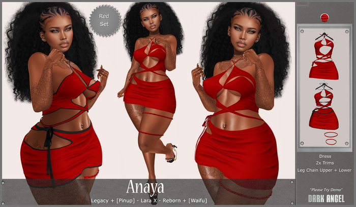 Second Life Marketplace - Dark Angel : Anaya Set - Red [Legacy|Pinup - Lara X - Reborn|Waifu]